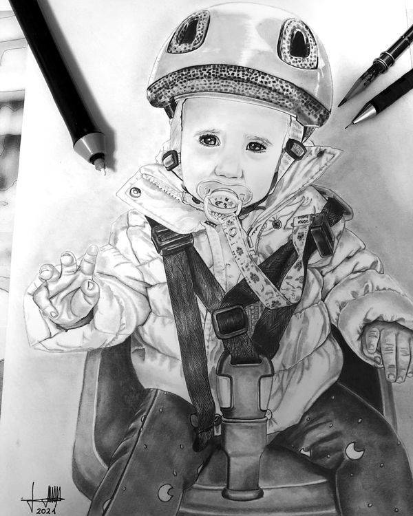 ᐅ Mis trabajos | Retratos realistas a lápiz y carboncillo